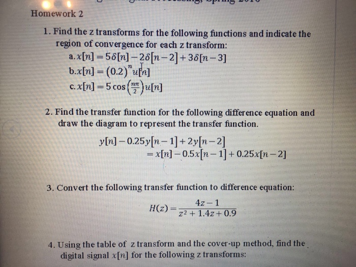 Solved Homework 2 1 Find The Z Transforms For The Following