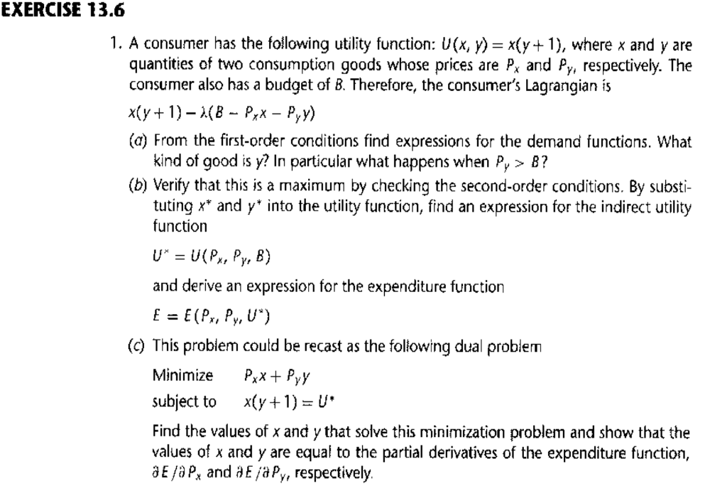 Exercise 136 I A Consumer Has The Following Utility