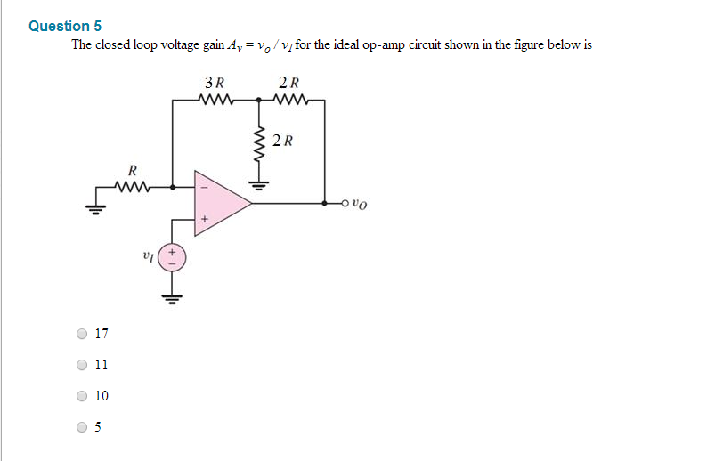 Solved The Closed Loop Voltage Gain Av Vovi For The