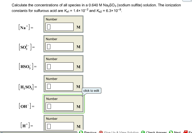 Solved Calculate The Concentrations Of All Species In A