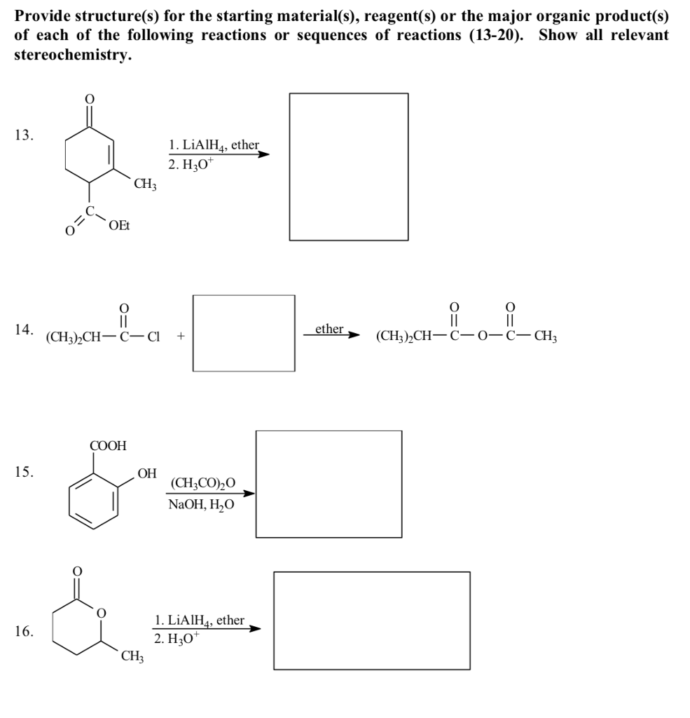 Solved Provide Structures For The Starting Materials