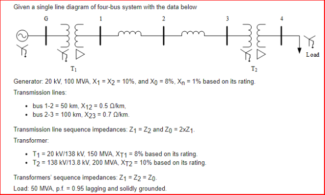 Solved Given A Single Line Diagram Of Four Bus System With