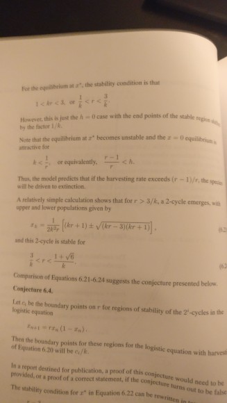 Solved 11 The Discrete Logistic Equation With Harvesting Of