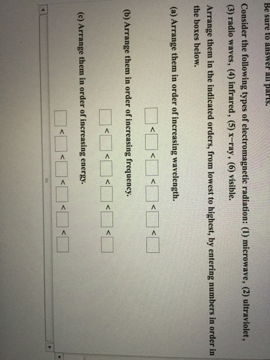 Solved Consider The Following Types Of Electromagnetic