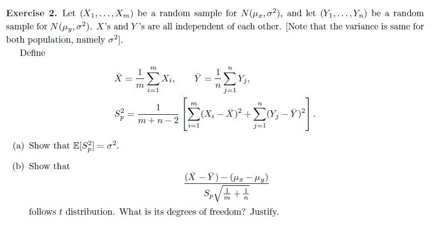 Solved Let X1 Xm Be A Random Sample For Nmu X Sigma