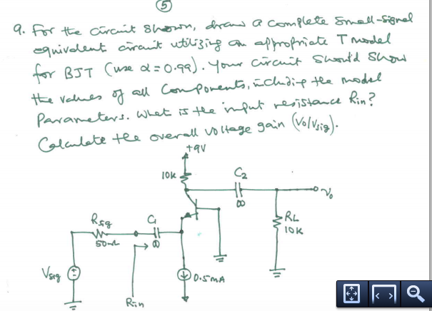 Solved For The Circuit Shown Draw A Complete Small Signal