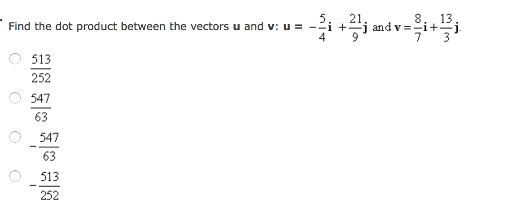 Solved Find The Dot Product Between The Vectors U And V U