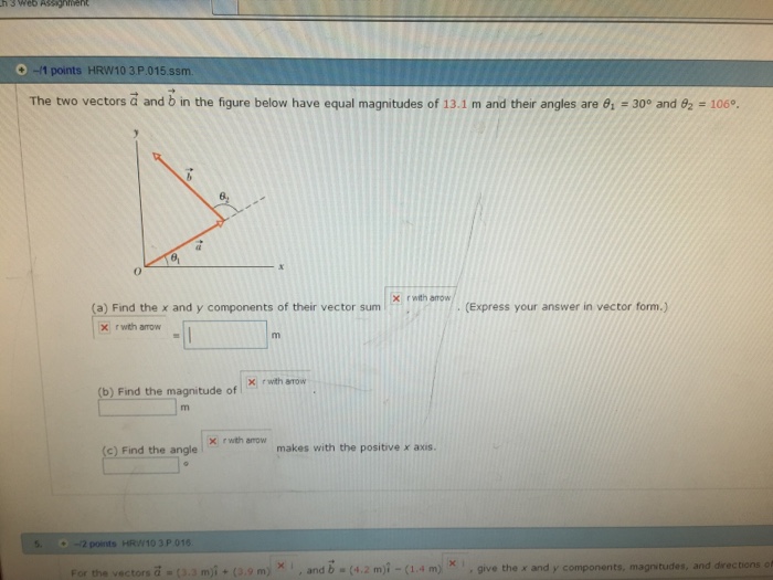 Solved The Two Vectors Vector A And Vector B In The Figure