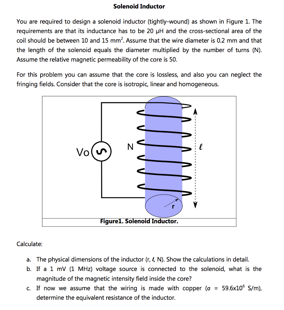 Solved Solenoid Inductor You Are Required To Design A