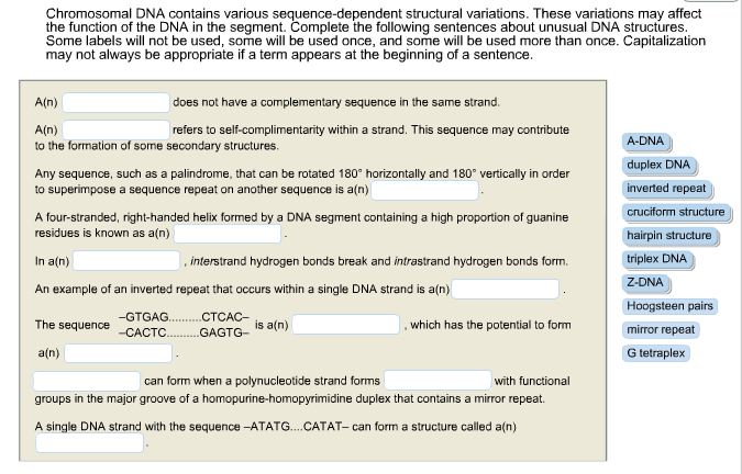 Solved Chromosomal Dna Contains Various Sequence Dependent