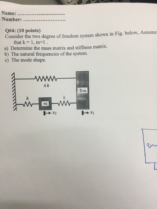 Solved Consider The Two Degree Of Freedom System Shown In