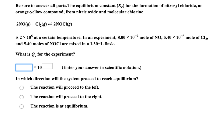 Solved Be Sure To Answer All Parts The Equilibrium Constant