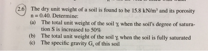 Solved The Dry Unit Weight Of A Soil Is Found To Be 158