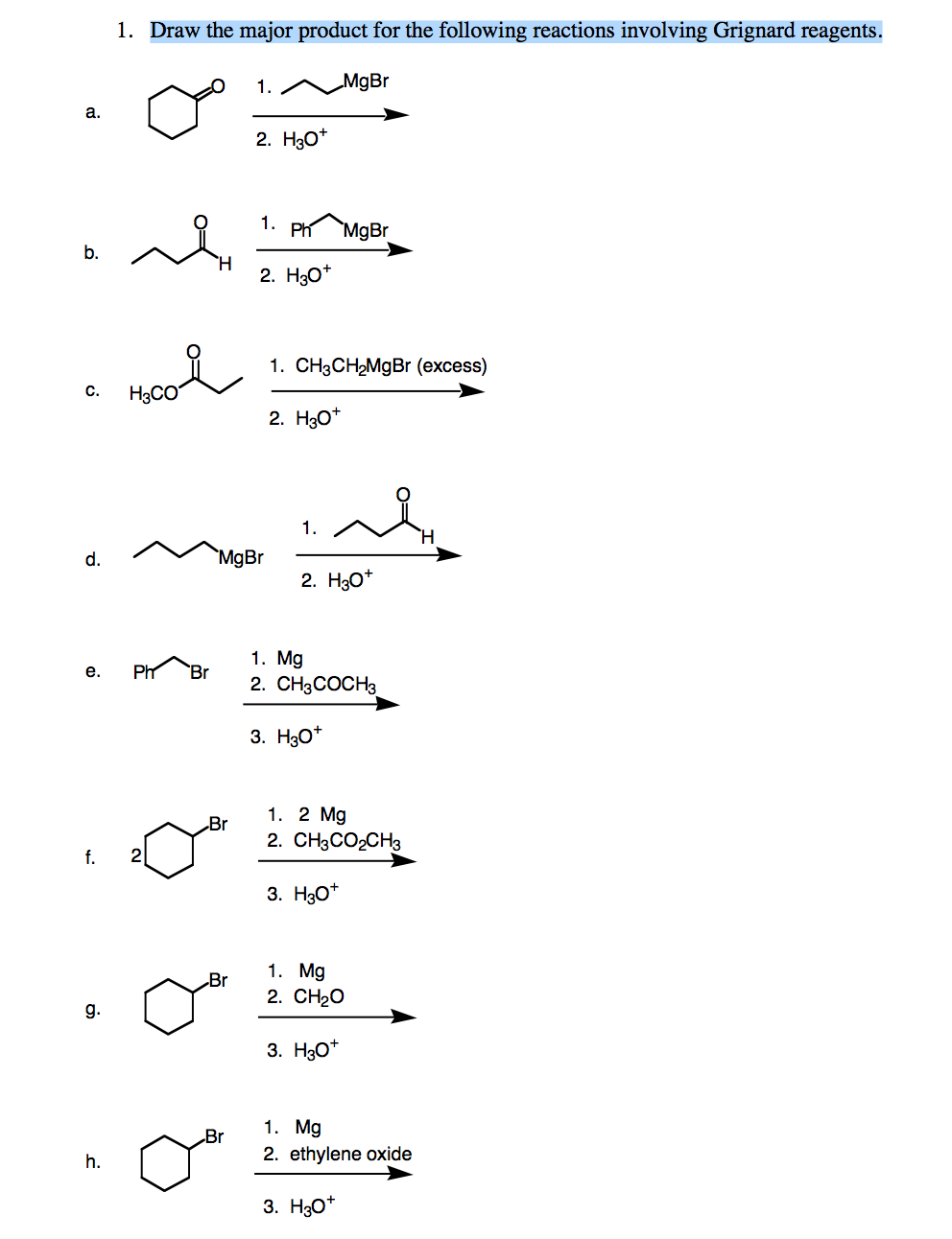 Solved Draw The Major Product For The Following Reactions