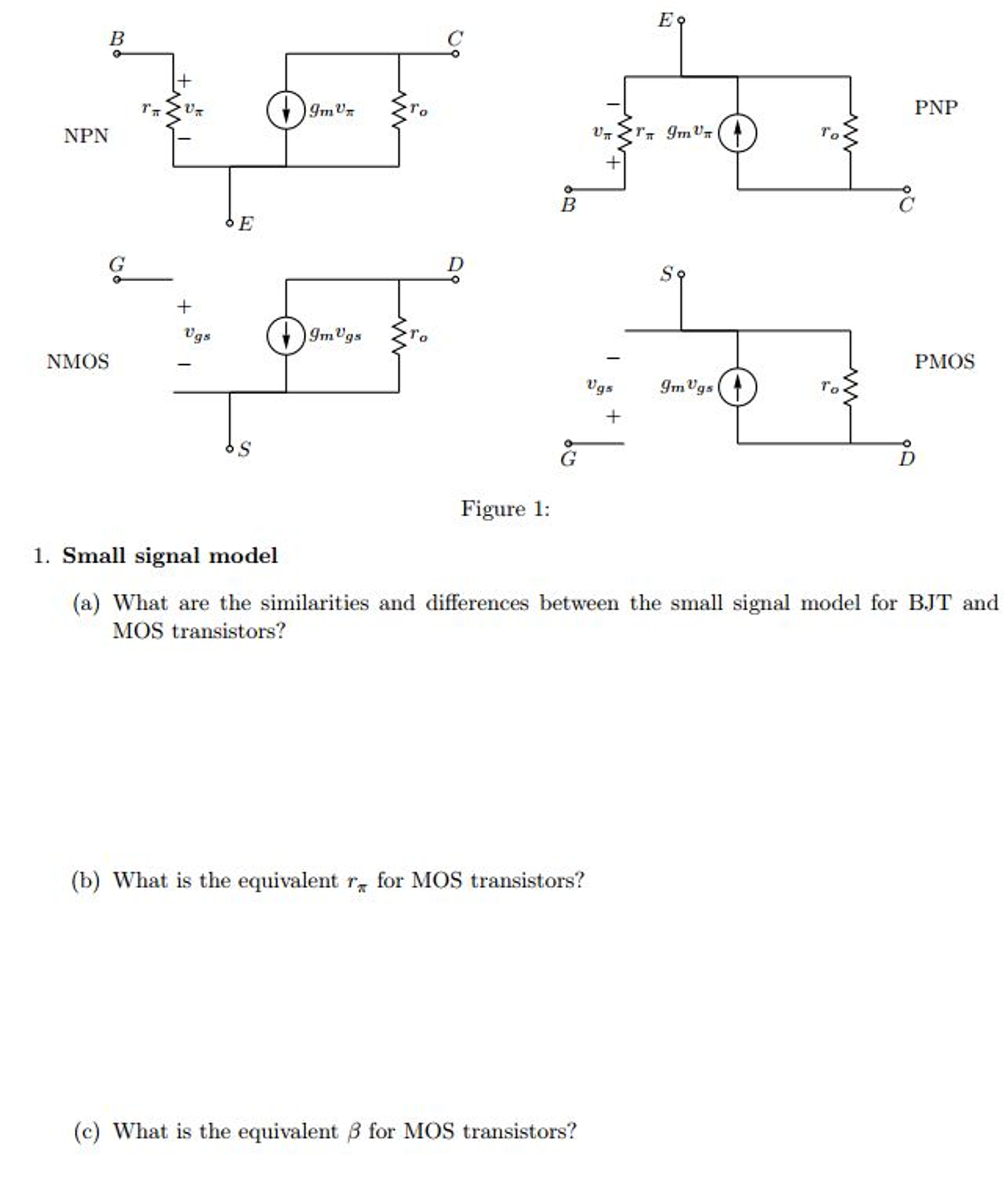 Solved Small Signal Model What Are The Similarities And