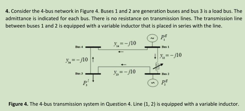 Solved 4 Consider The 4 Bus Network In Figure 4 Buses 1