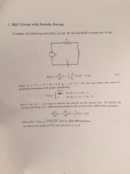 Solved 5 Rlc Circuit With Periodic Forcing Consider The