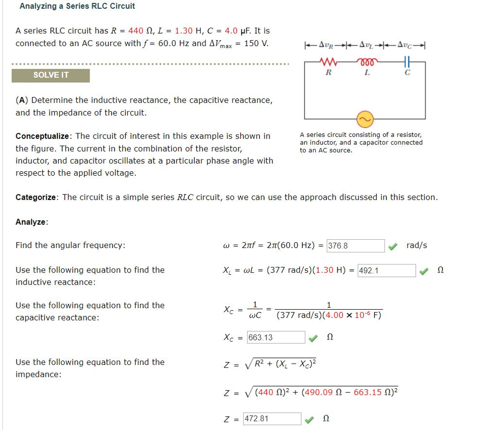 Solved Analyzing A Series Rlc Circuit A Series Rlc Circuit