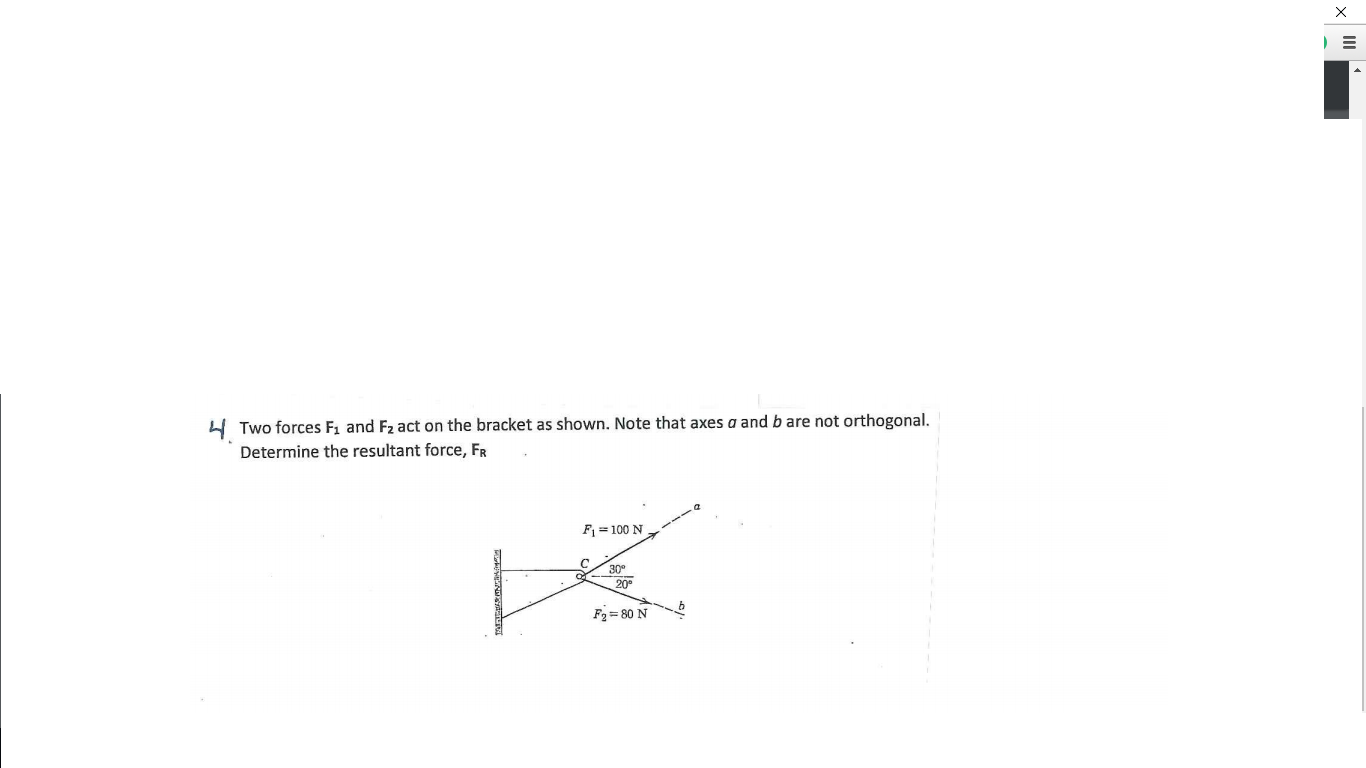 Solved Two Forces F1 And F2 Act On The Bracket As Shown