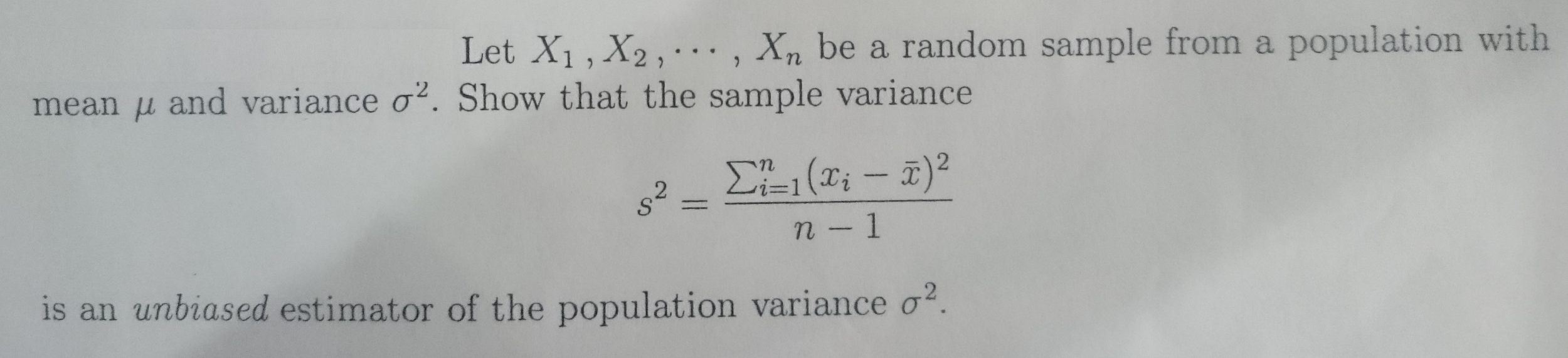 Solved Let X1 X2 Xn Be A Random Sample From A