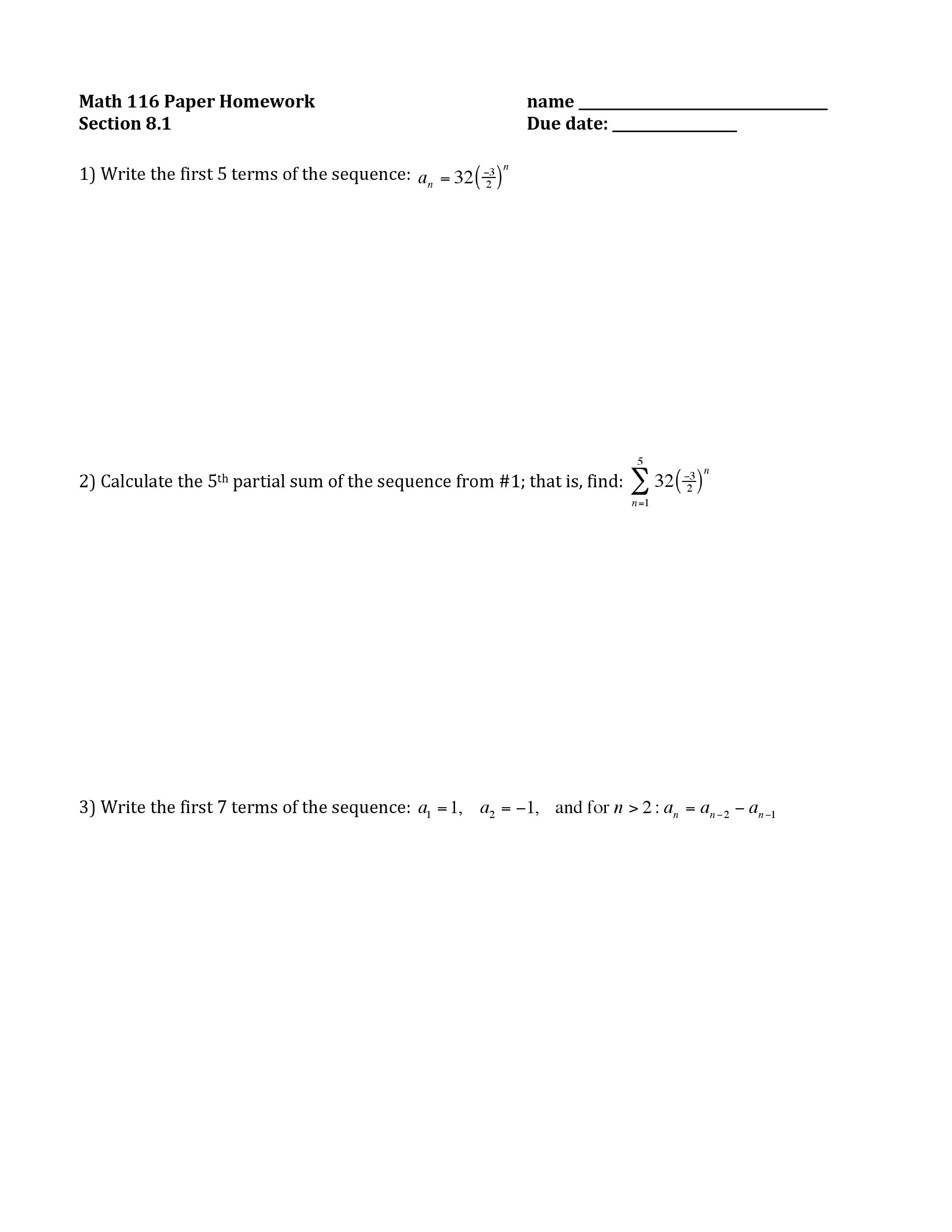 Solved Write The First 5 Terms Of The Sequence An