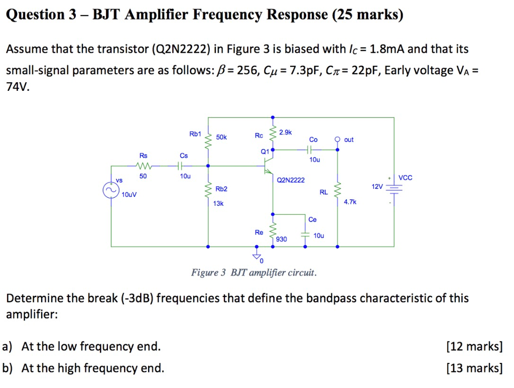 Solved Question 3 Bjt Amplifier Frequency Response 25