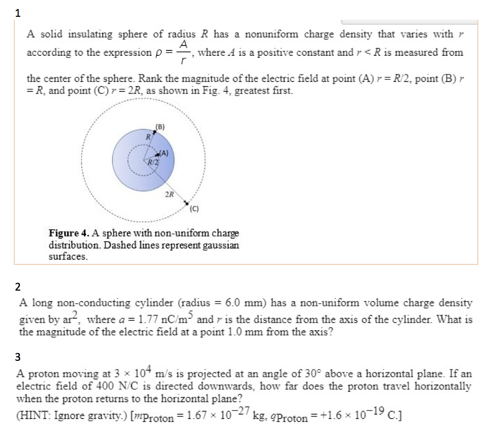 Solved A Solid Insulating Sphere Of Radius R Has A