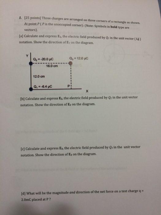 Solved Three Charges Are Arranged On Three Corners Of A