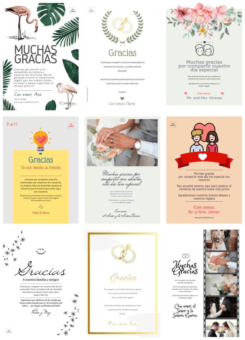 Crea Gratis Preciosas Tarjetas De Agradecimiento Para Bodas