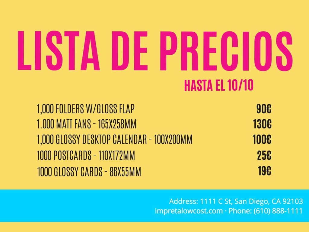 Plantilla De Precios Para Imprimir