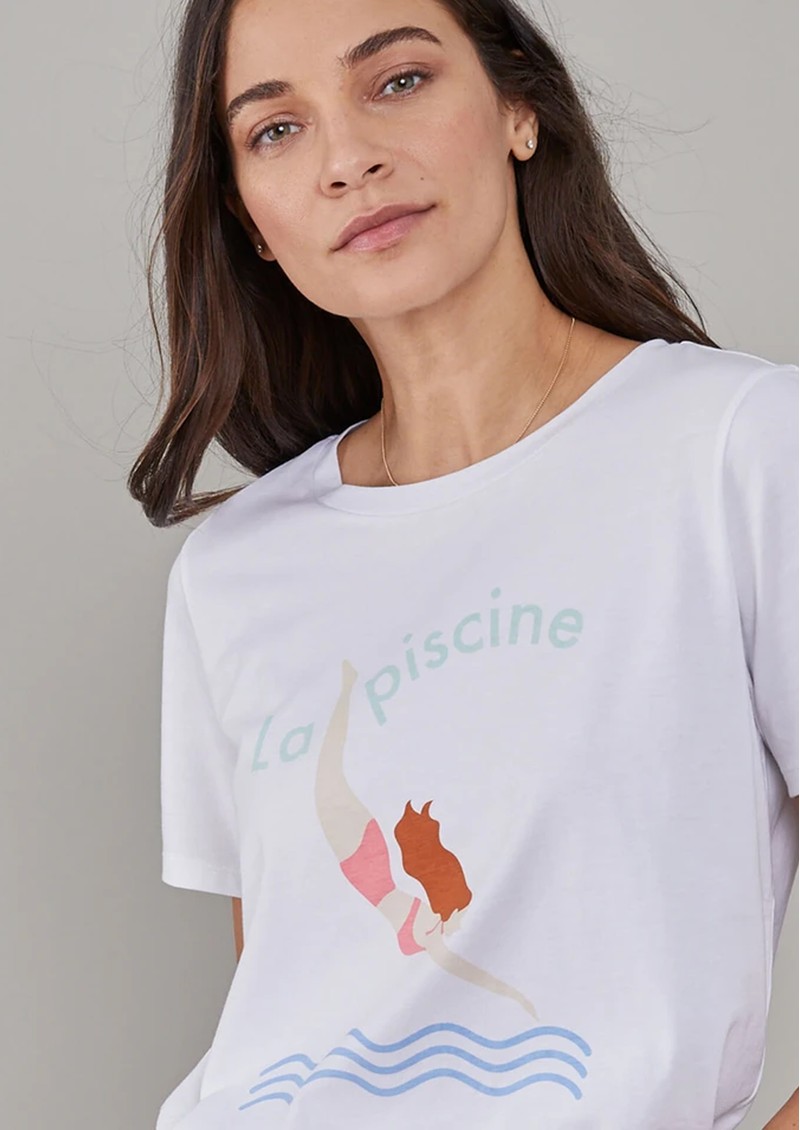 South Parade Lola La Piscine Pima Cotton T Shirt White