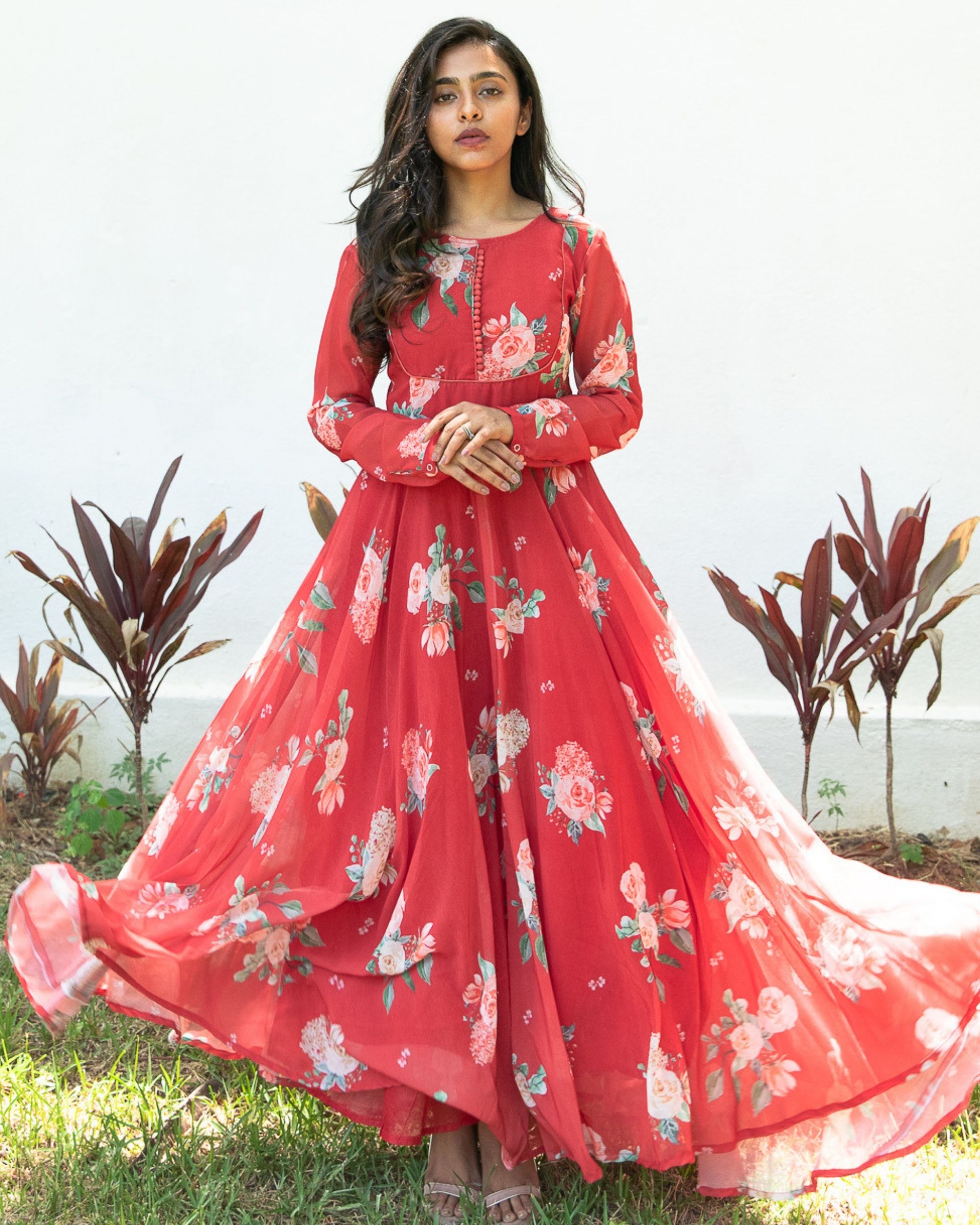 Floral Print Georgette Gown Dresses Images 2022