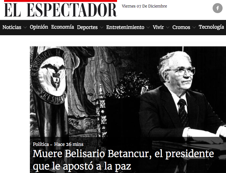 Así Reportó La Prensa Nación E Internacional La Muerte Belisario Betancur