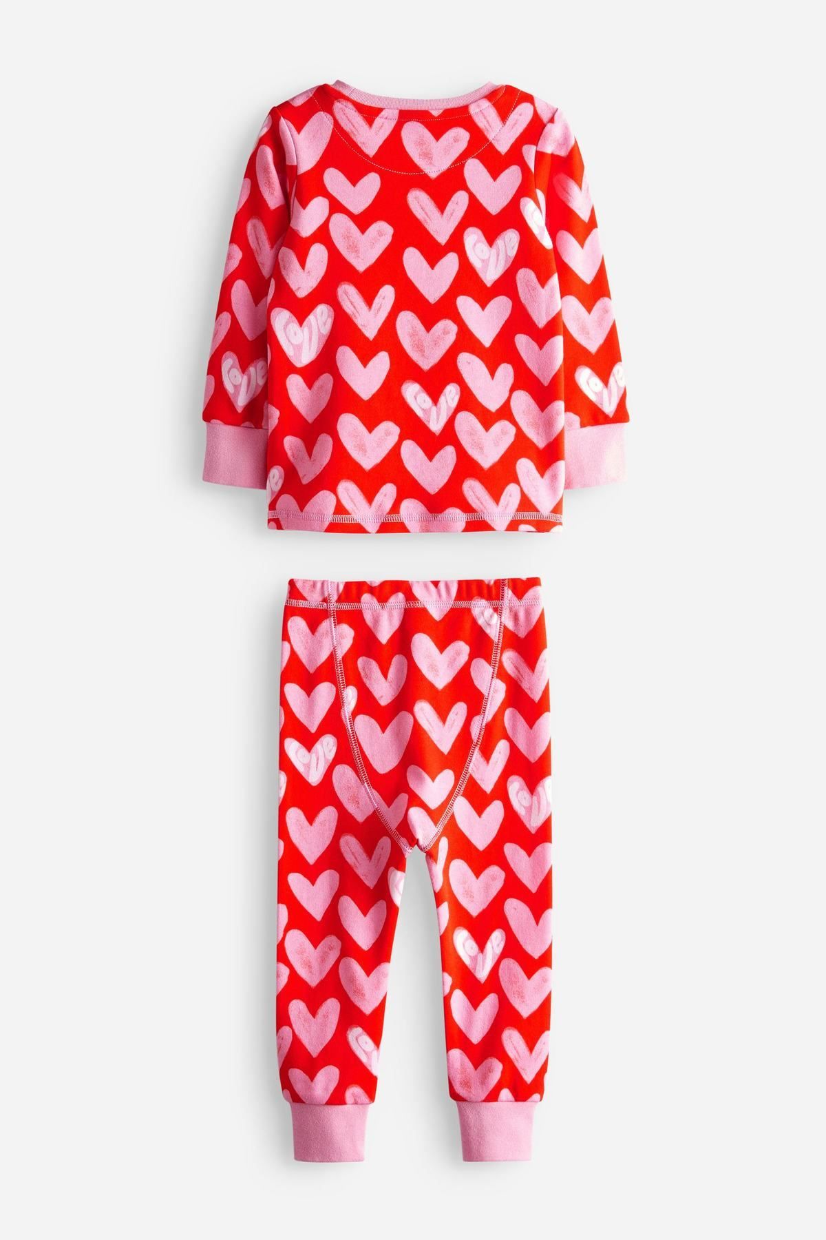 Next Red Pink Love Heart Pyjamas 2 Pack Nxt C70032 Red Pink Burgundy