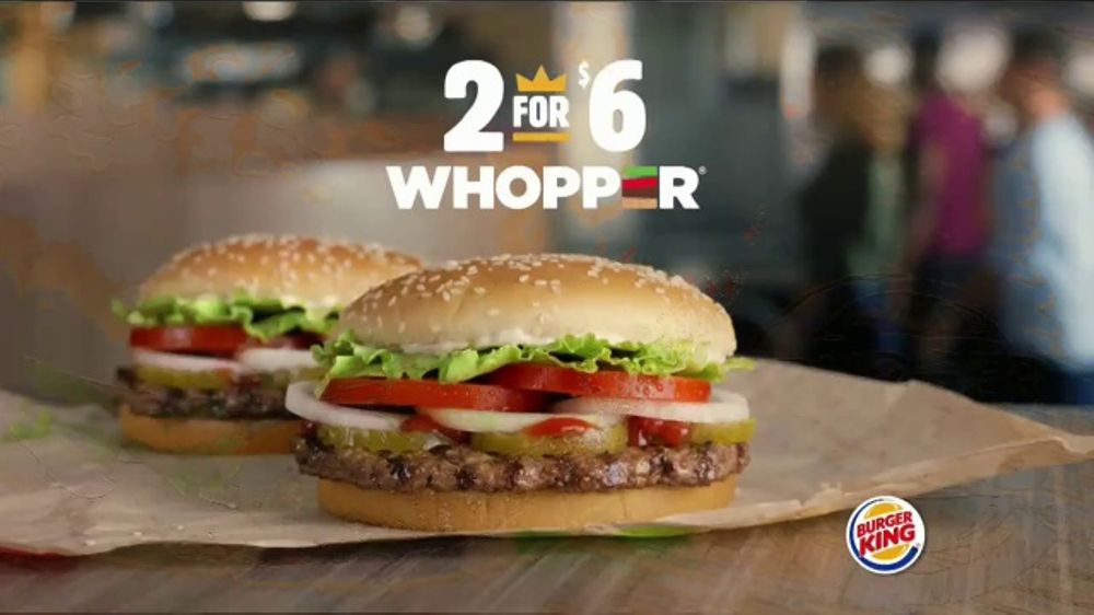 Burger King 2 For 6 Whopper Deal Tv Commercial Prepared To Order