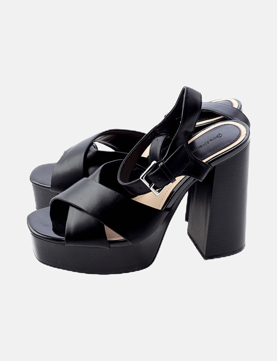 Stradivarius Sandalias Tacón Tiras Negras Descuento 53 Micolet