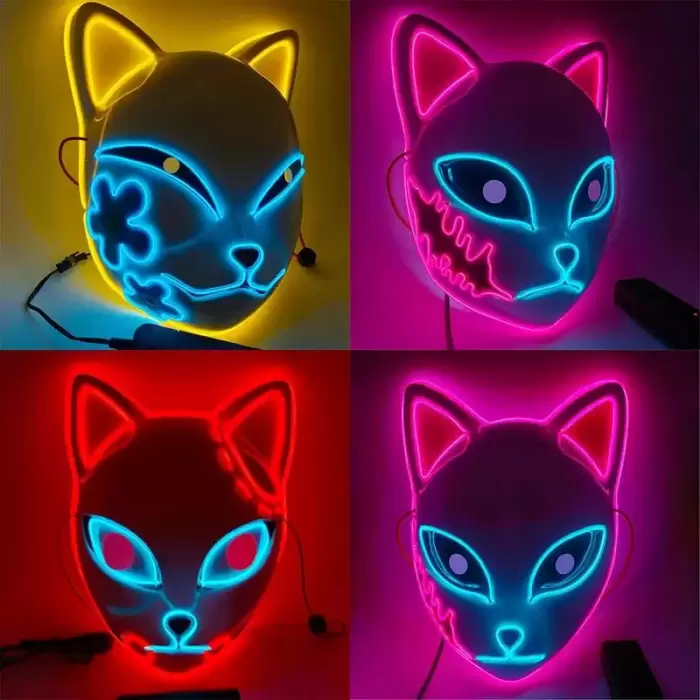 Mascarilla Demon Slayer Led Brillante De Neón Para Halloween Yaloveo