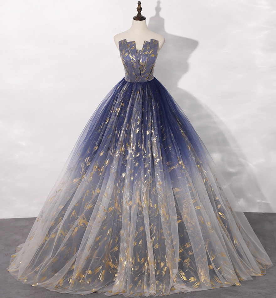 Blue Tulle Long Prom Gown Blue Evening Dress On Storenvy