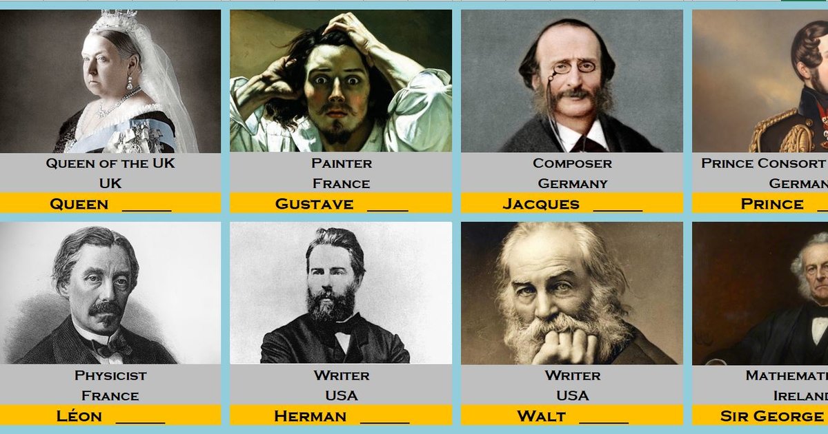 Memorable People Born In 1819 Quiz By Mucciniale