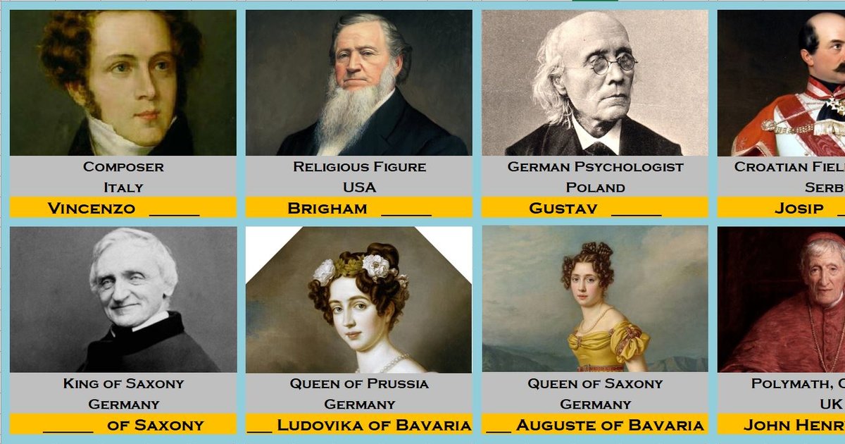 Memorable People Born In 1801 Quiz By Mucciniale