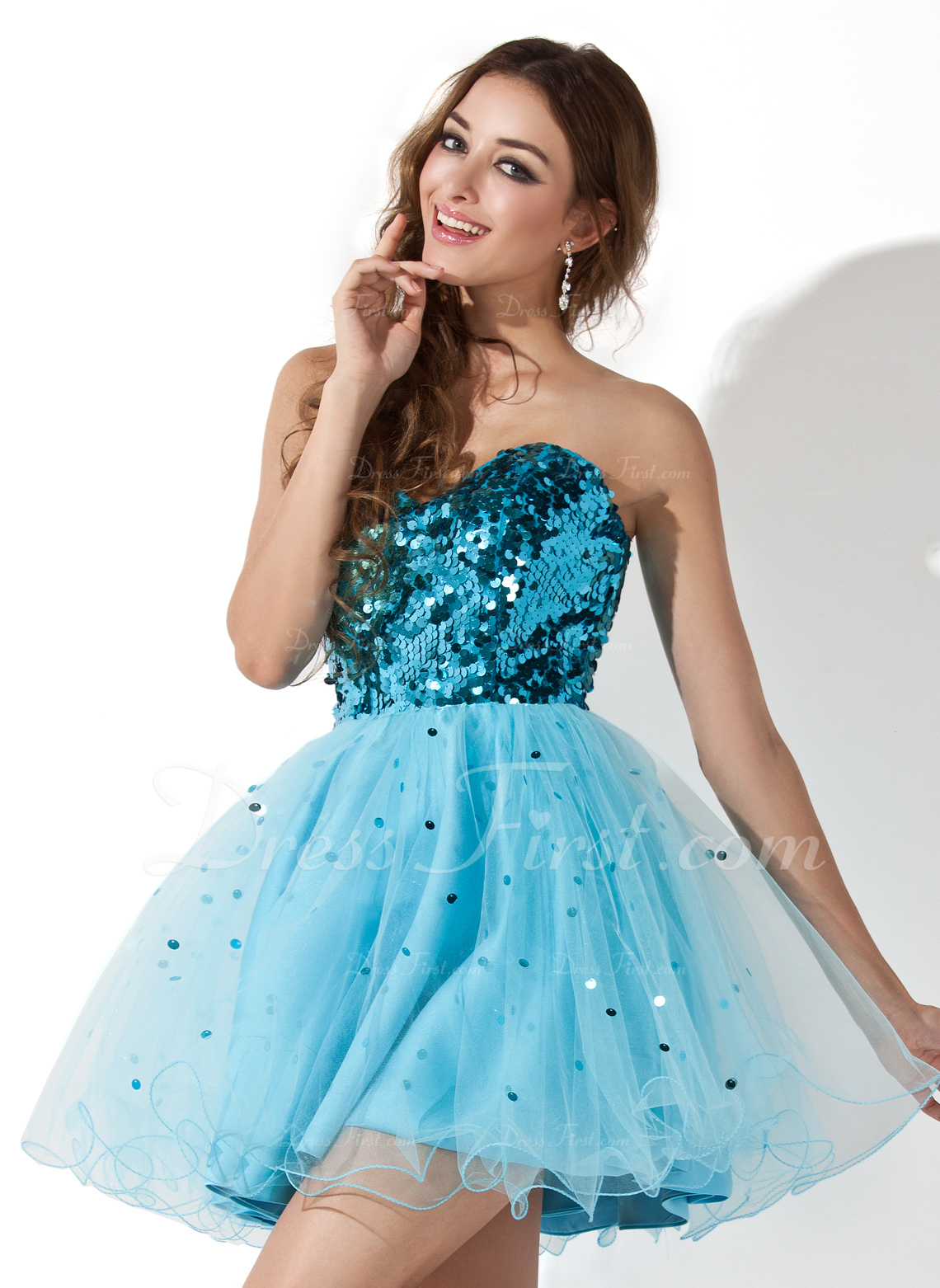 A Line Sweetheart Shortmini Tulle Sequin Homecoming Dress 022020903