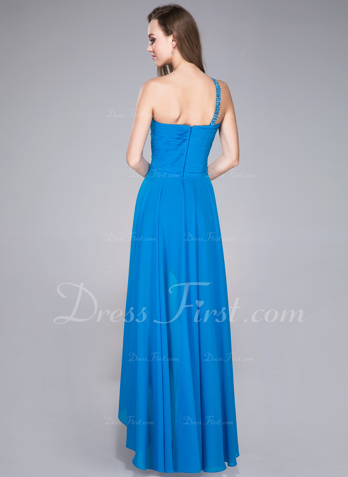 A Lineprincess One Shoulder Asymmetrical Chiffon Prom Dress With