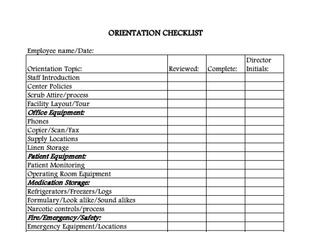 Orientation Checklist