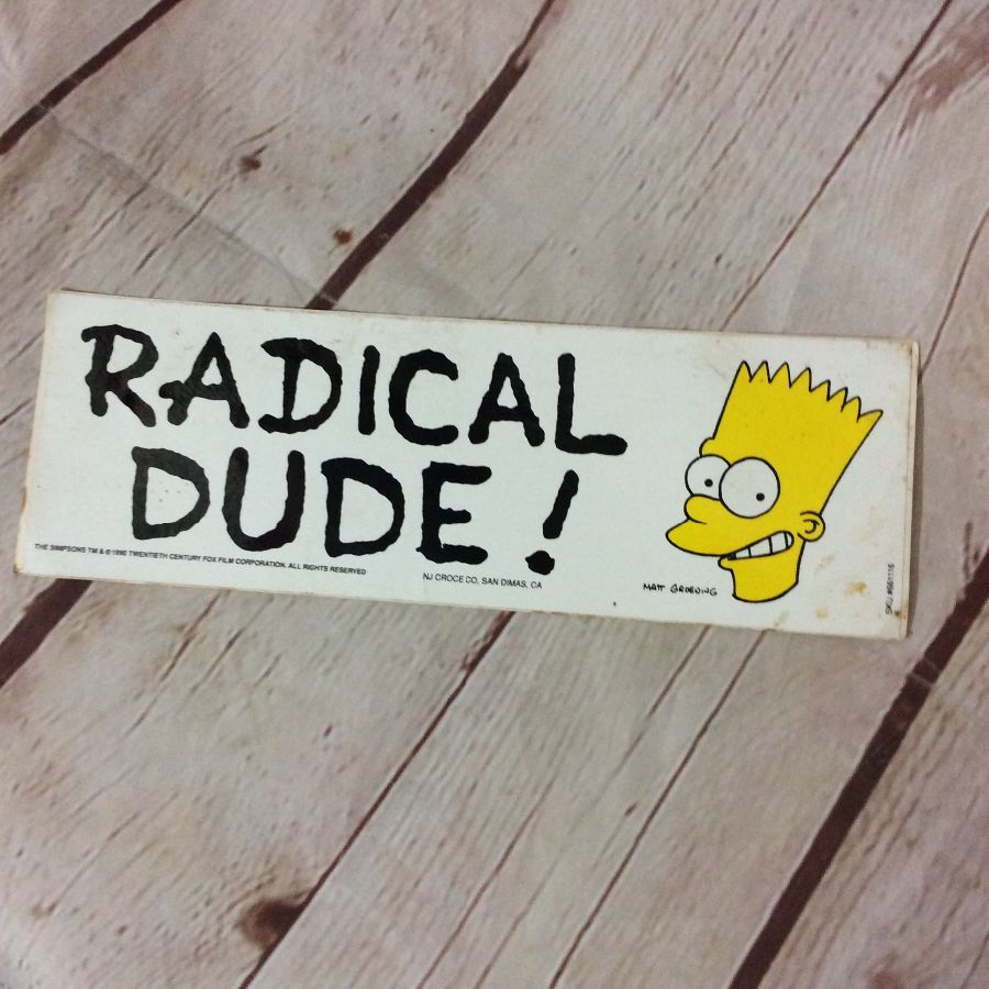 Bumper Sticker Bart Simpson Radical Dude Boardwalk Vintage