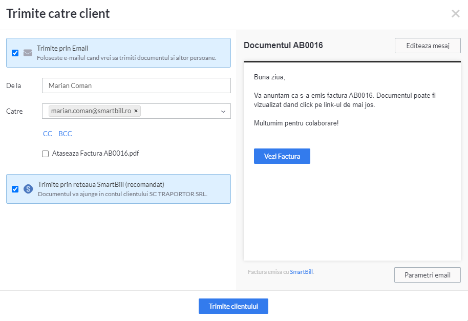 Conectarea Cu Clientii Smartbill Ajutor