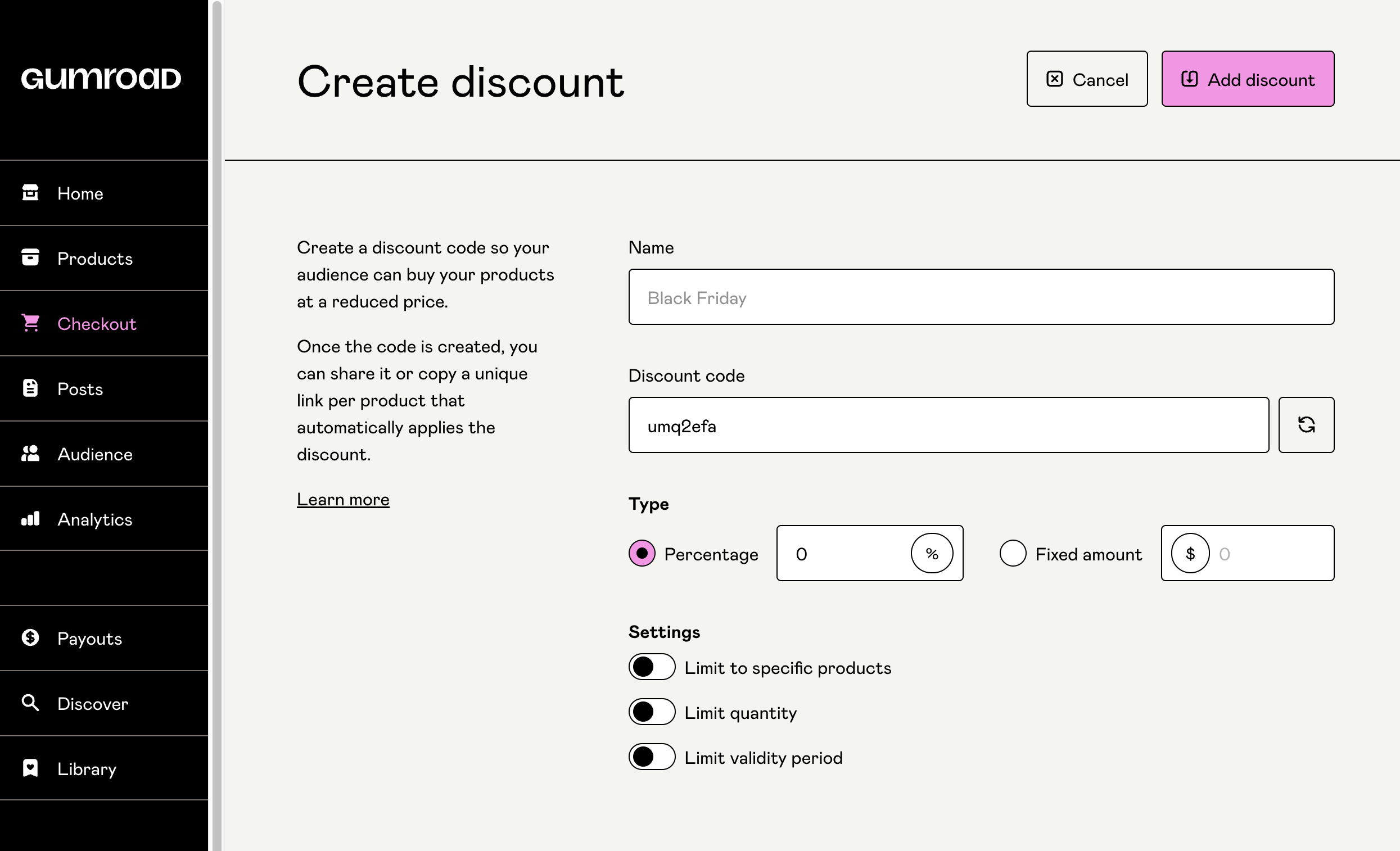 Creating Discount Codes Gumroad Help Center