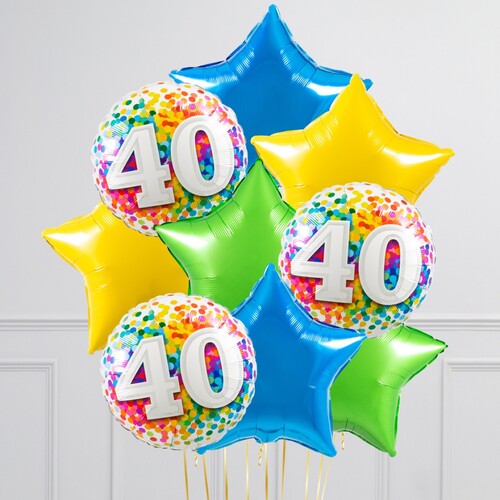 40th Birthday Star Foil Balloon Bouquet