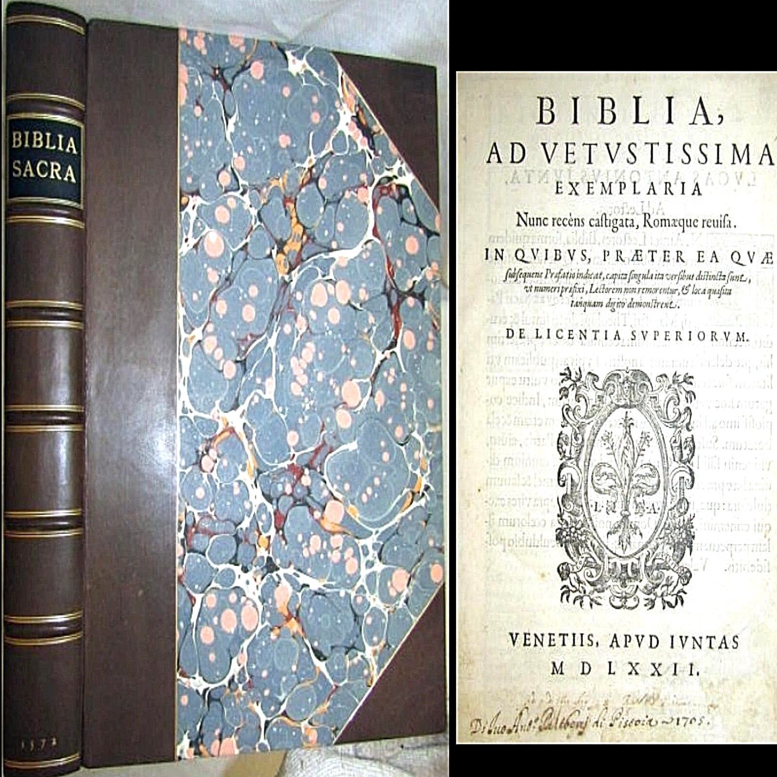 1572 Venice Bible Latin Vulgate Folio Leather Biblia Ad Vetustissima