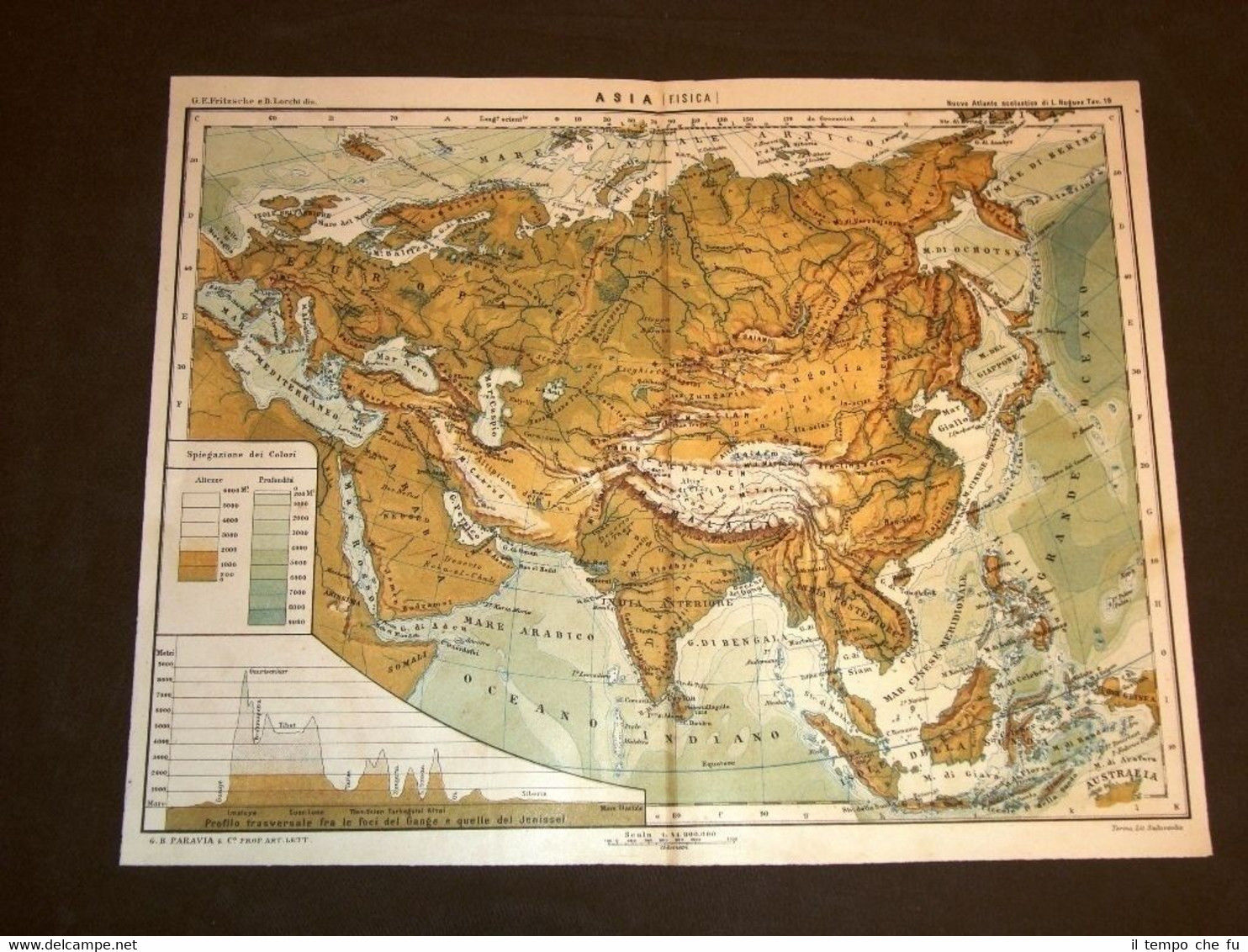 Antica Carta Geografica O Mappa Fine 800 Ancient Map Asia Fisica Physics