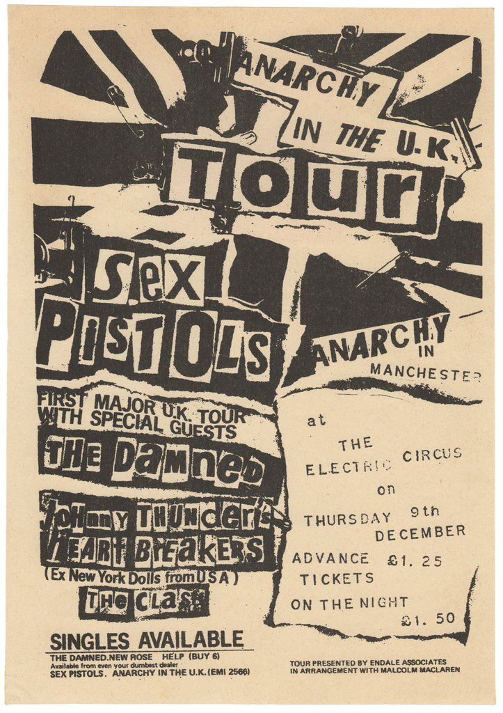 Original Anarchy In The Uk Tour Flyer By Sex Pistols Reid Jamie